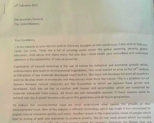 Bhutanese student's letter competes in international competition - BBSCL