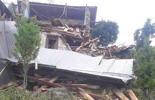 Landslide destroys three-storey house in Chaskhar - BBSCL
