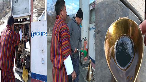 Chamkhar fuel station dispensing the correct amount of fuel - BBSCL